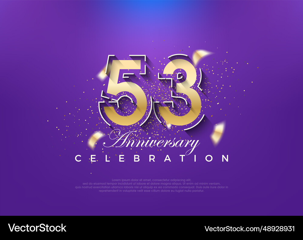 Gold number 53rd anniversary premium design Vector Image