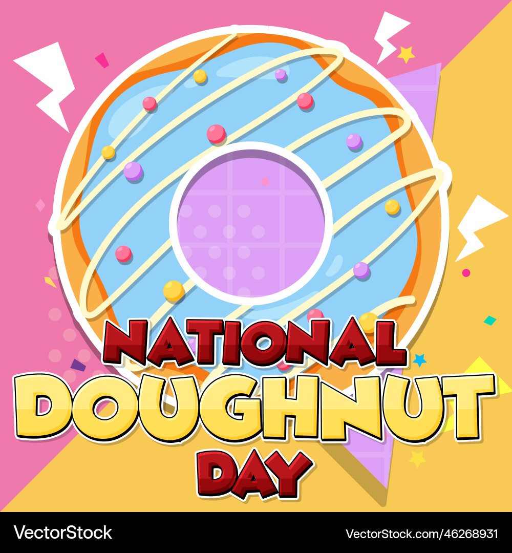 Happy doughnut day in june logo Royalty Free Vector Image