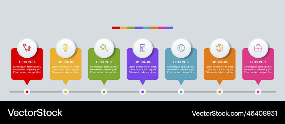Infographics design template and icons with 7 Vector Image