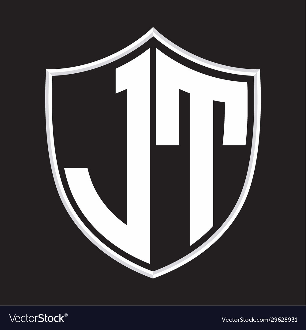 Jt logo monogram with shield shape isolated on Vector Image