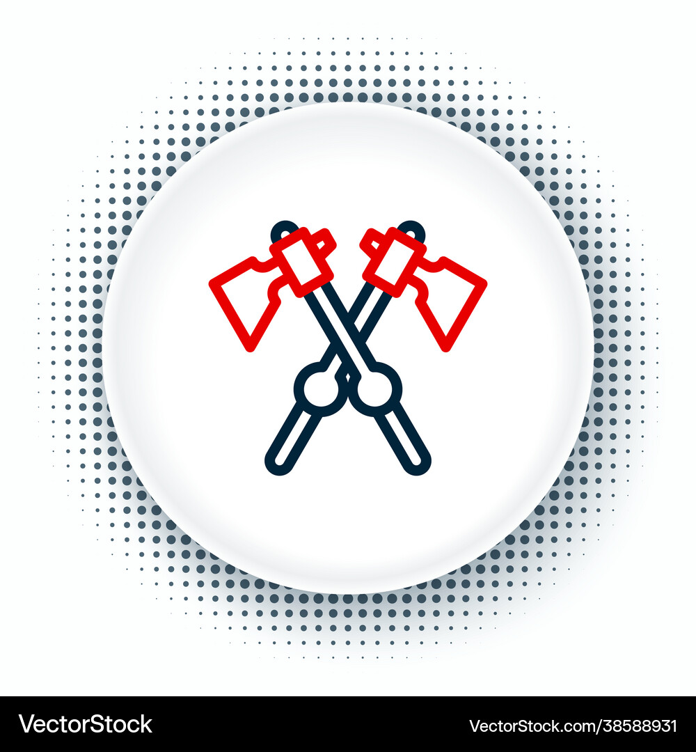 Line crossed medieval axes icon isolated on white Vector Image
