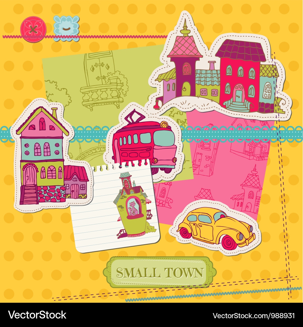 Little town scrap - for scrapbooking and design Vector Image