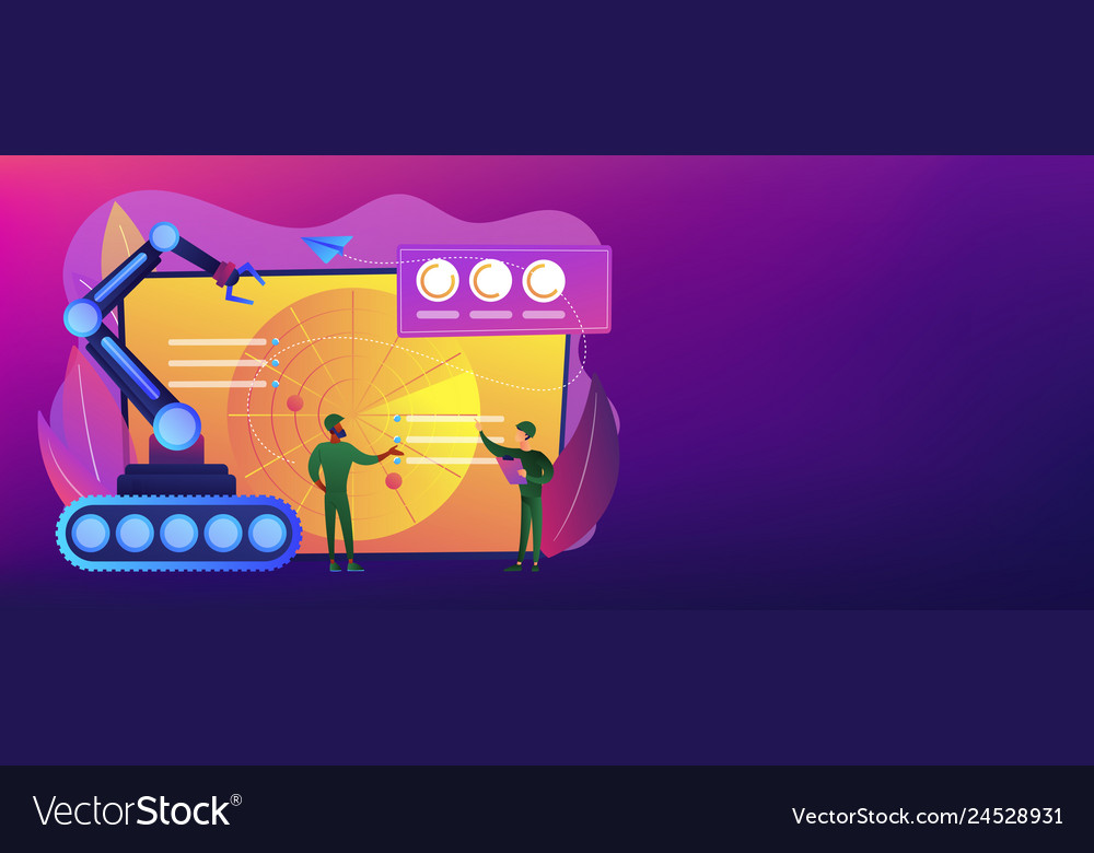 Military robotics concept banner header Royalty Free Vector