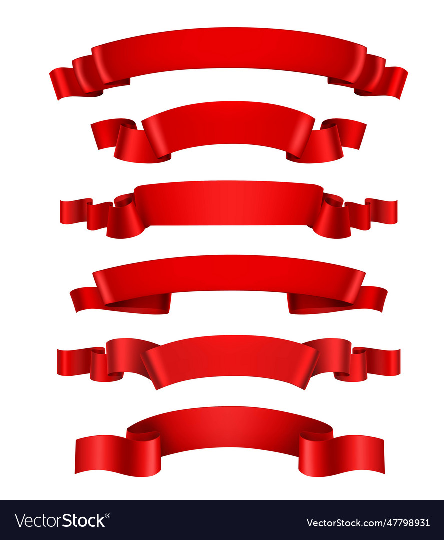 Realistic red ribbons Royalty Free Vector Image