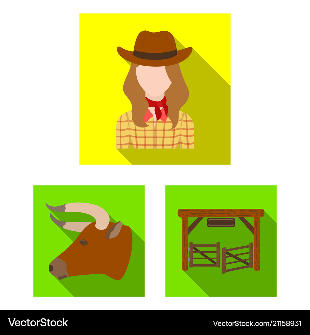 Rodeo competition flat icons in set collection Vector Image