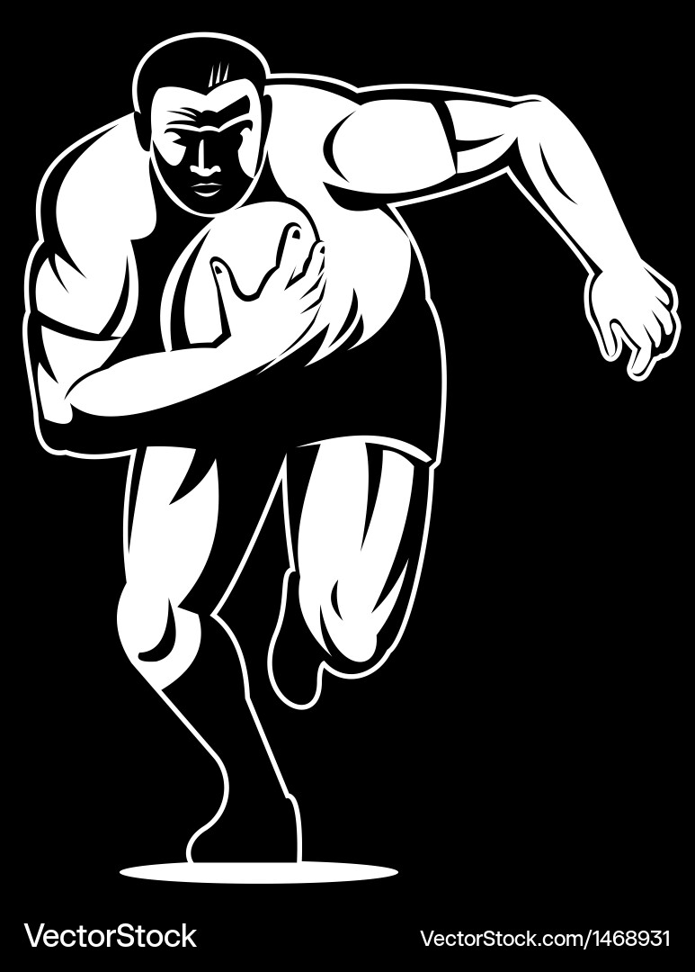 Rugby player running with the ball Royalty Free Vector Image