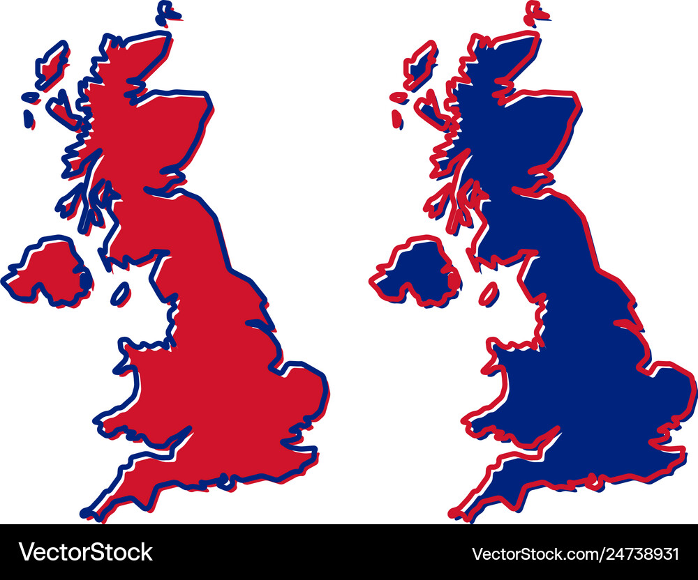 Simplified map united kingdom outline fill Vector Image