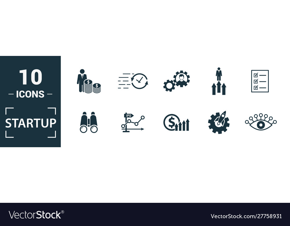 Startup icon set include creative elements goal Vector Image