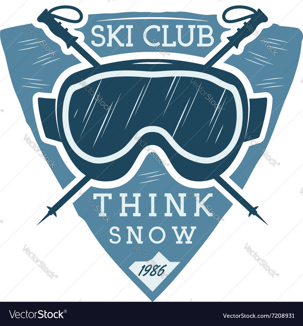 Winter sports ski club label with goggles vintage Vector Image