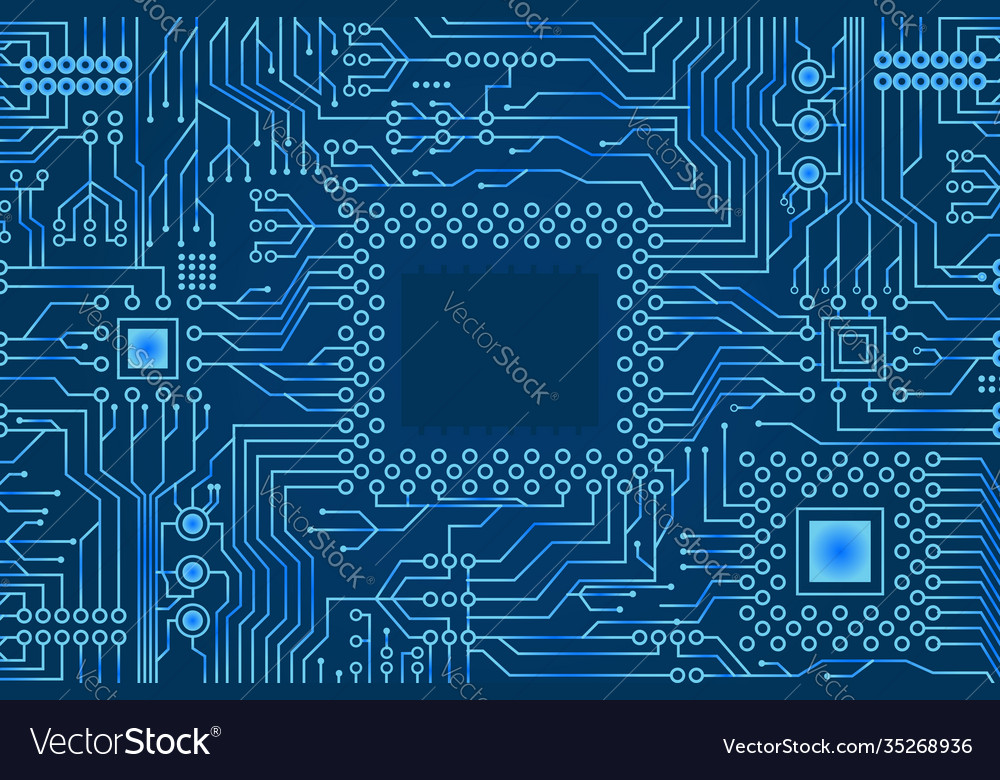 Blue gradient micro electronics circuits board Vector Image