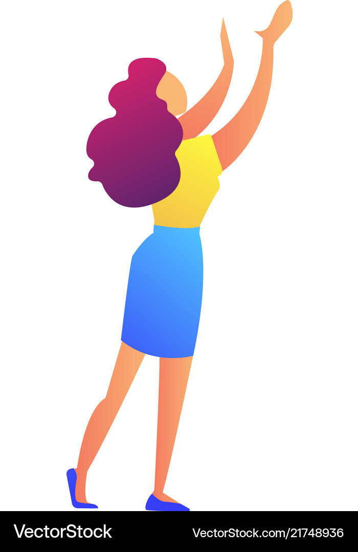 Business woman with hands up doing presenting Vector Image