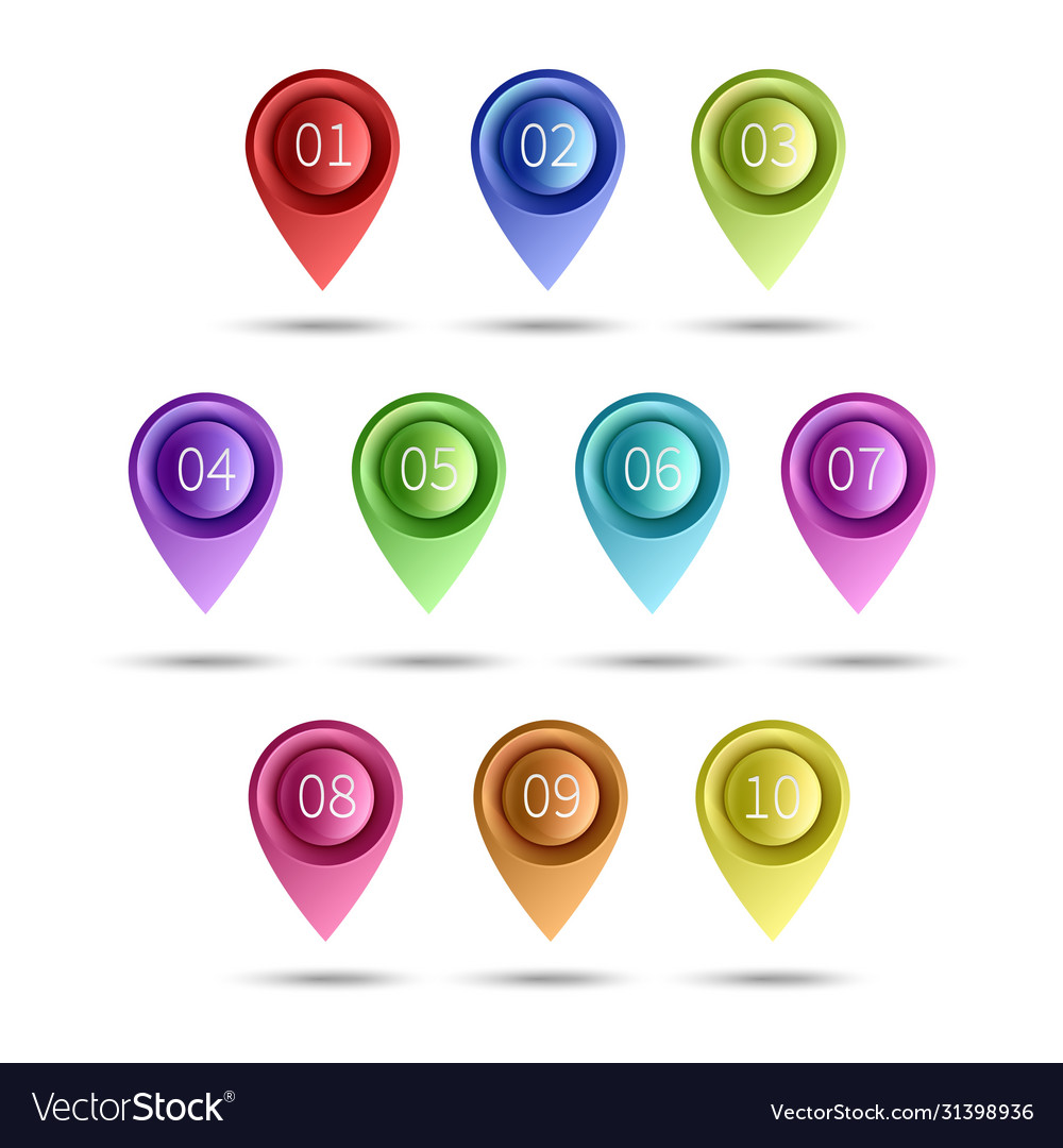 Gps pins map pointer set travel destinations Vector Image