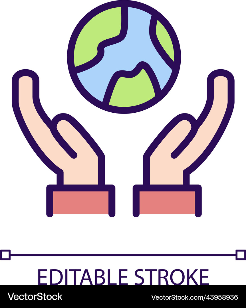Hands holding earth rgb color icon Royalty Free Vector Image