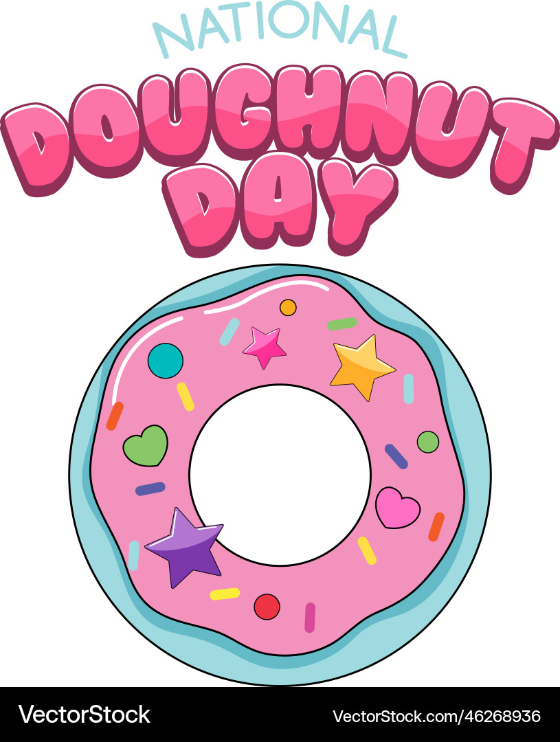 Happy doughnut day in june logo Royalty Free Vector Image