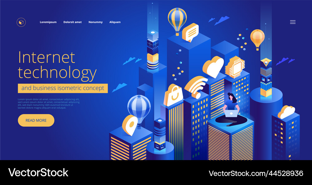 Internet technology and business landing page Vector Image