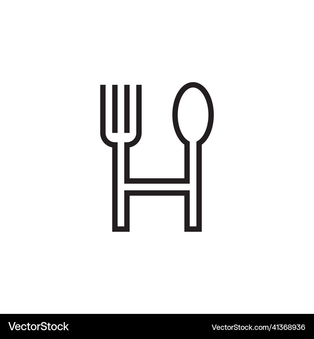 Letter h food restaurant logo design Royalty Free Vector