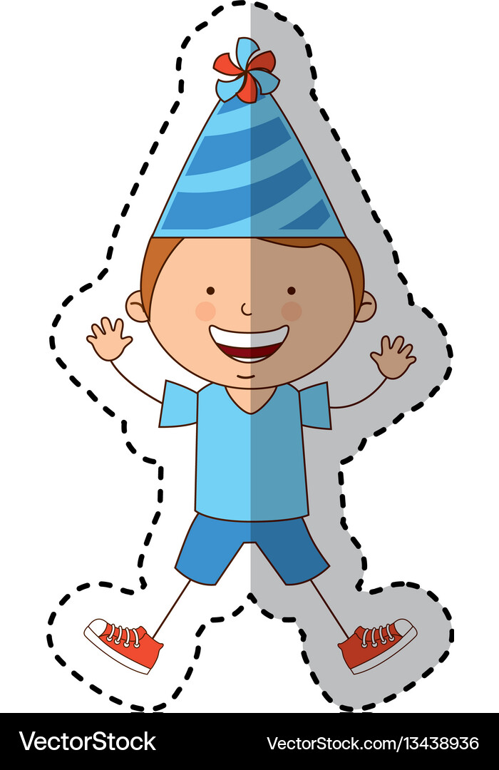 Little kid with party hat icon Royalty Free Vector Image