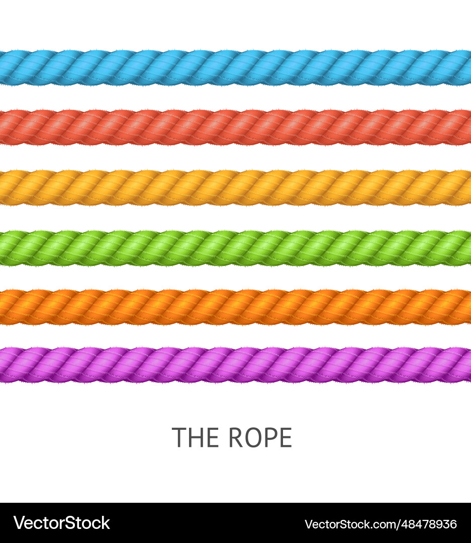 Realistic detailed 3d different color twisted rope