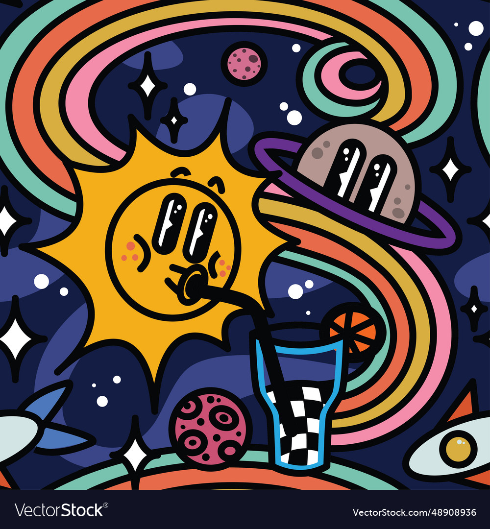 Space cartoon pattern Royalty Free Vector Image