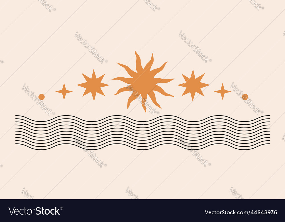 Sun and waves Royalty Free Vector Image - VectorStock