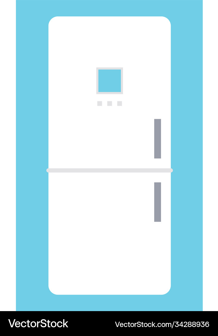 White modern fridge with freezer isolated on blue Vector Image
