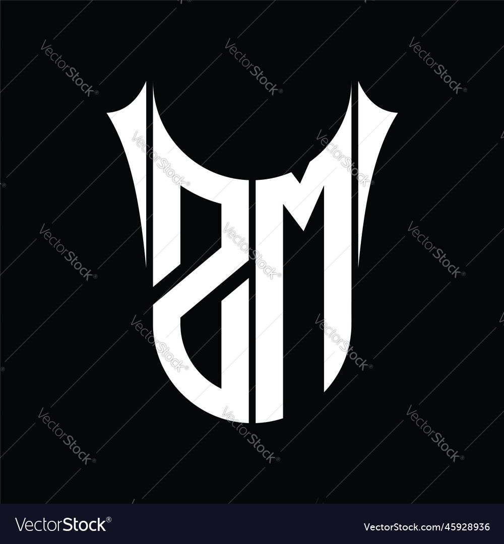 Zm logo monogram shield sharp half round shape Vector Image