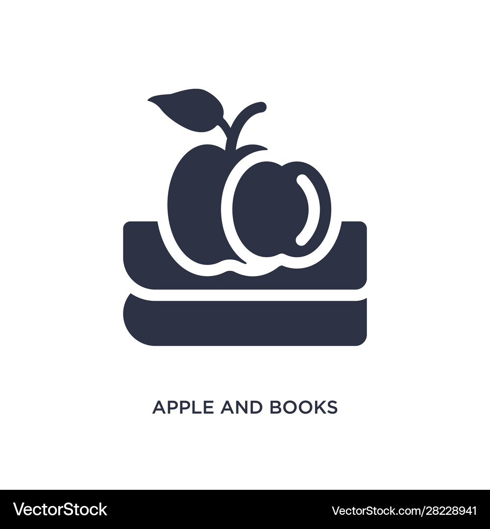 Apple and books icon on white background simple Vector Image