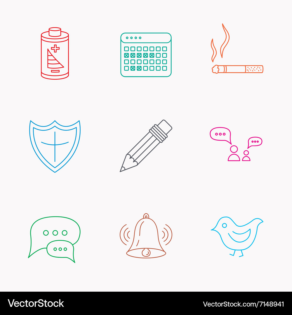 Battery pencil and protection shield icons Vector Image