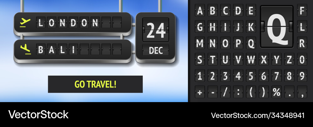 Black airport timetable with date tour Royalty Free Vector