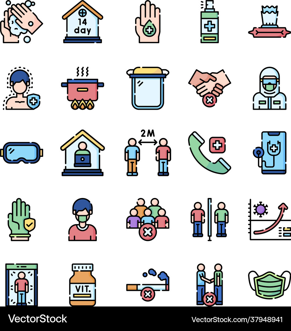 Covid19-19 protection measures icon set Royalty Free Vector