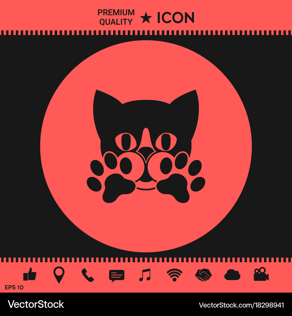 Cute cat paws - logo symbol protect sign Vector Image