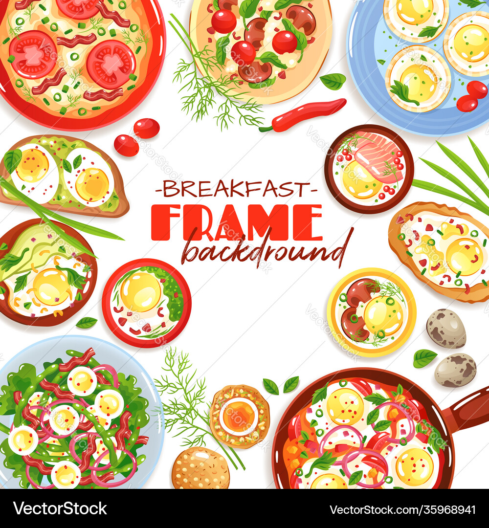 Egg dishes frame background Royalty Free Vector Image