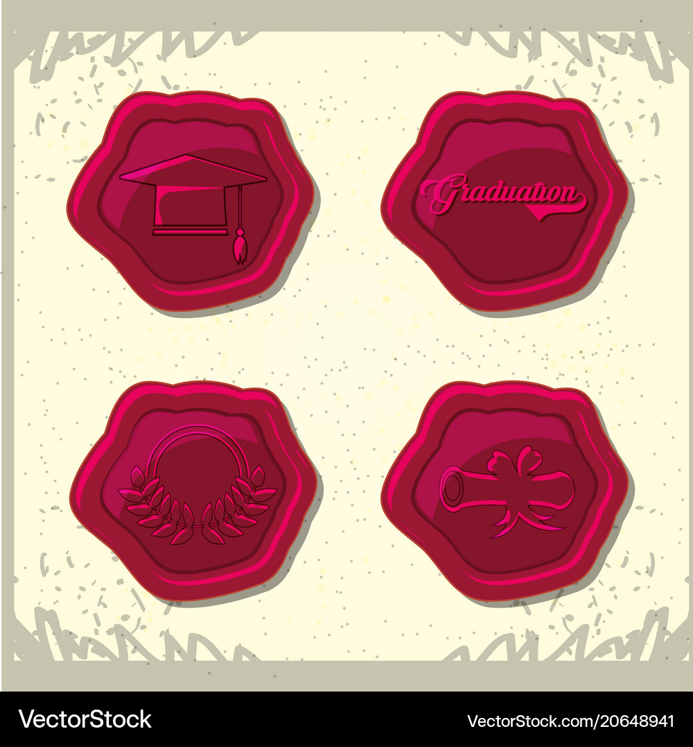 Graduation card with wax seal Royalty Free Vector Image
