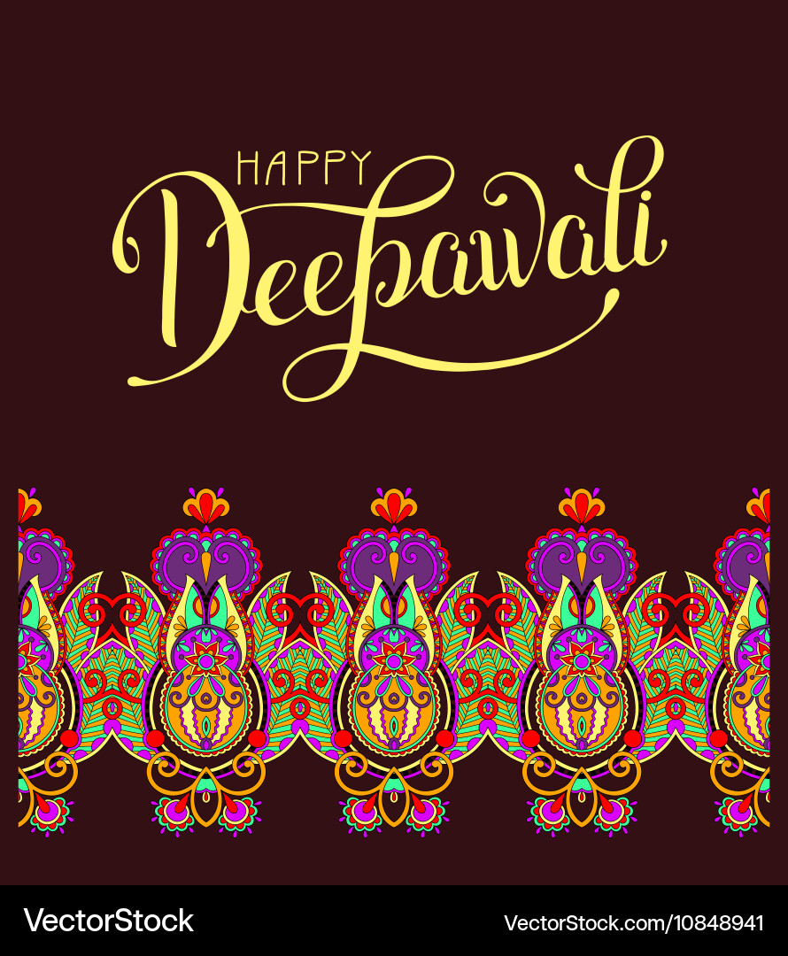 Happy deepawali greeting card with hand written Vector Image