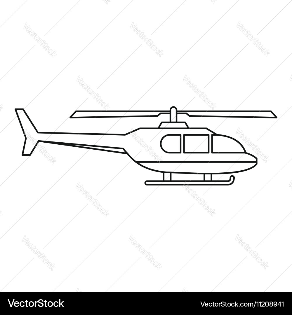 Military helicopter icon outline style Royalty Free Vector