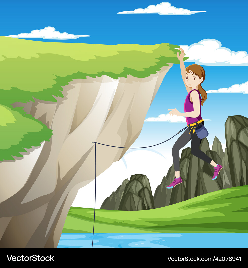 Outdoor rock climbing scene Royalty Free Vector Image