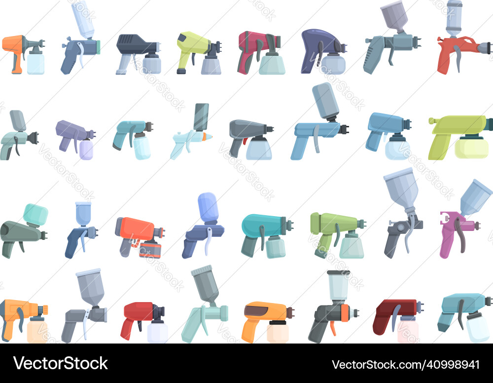 Paint sprayer icons set cartoon wrap Royalty Free Vector