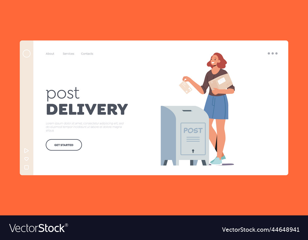 Post delivery landing page template girl Vector Image Post delivery landing page template girl Vector Image