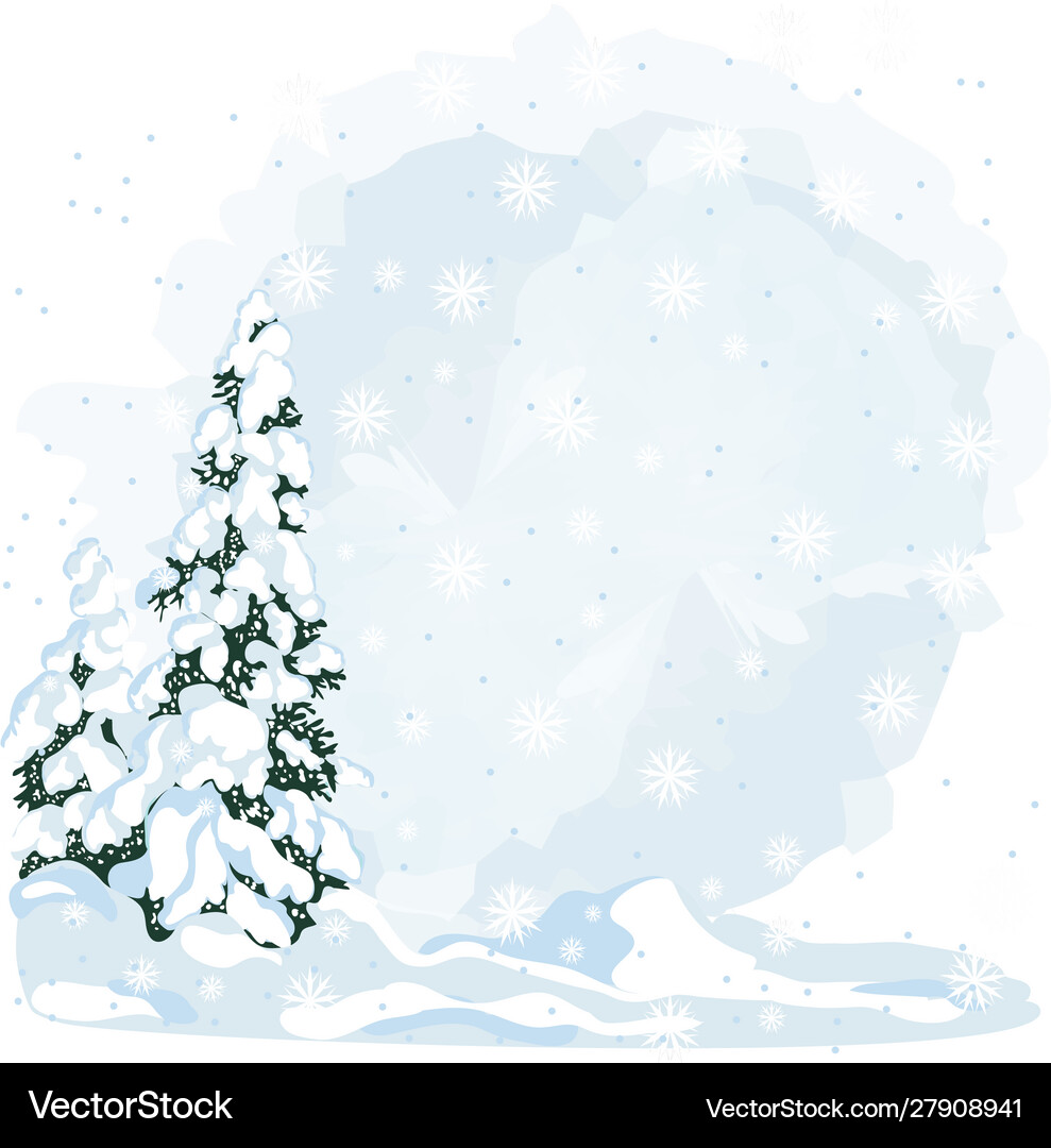 Realistic fir tree in snow winter forest Vector Image