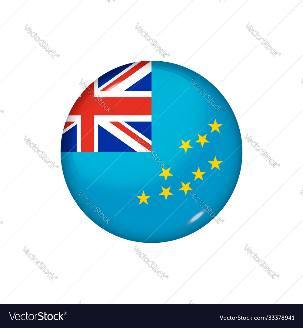 Round flag tuvalu button icon glossy badge Vector Image