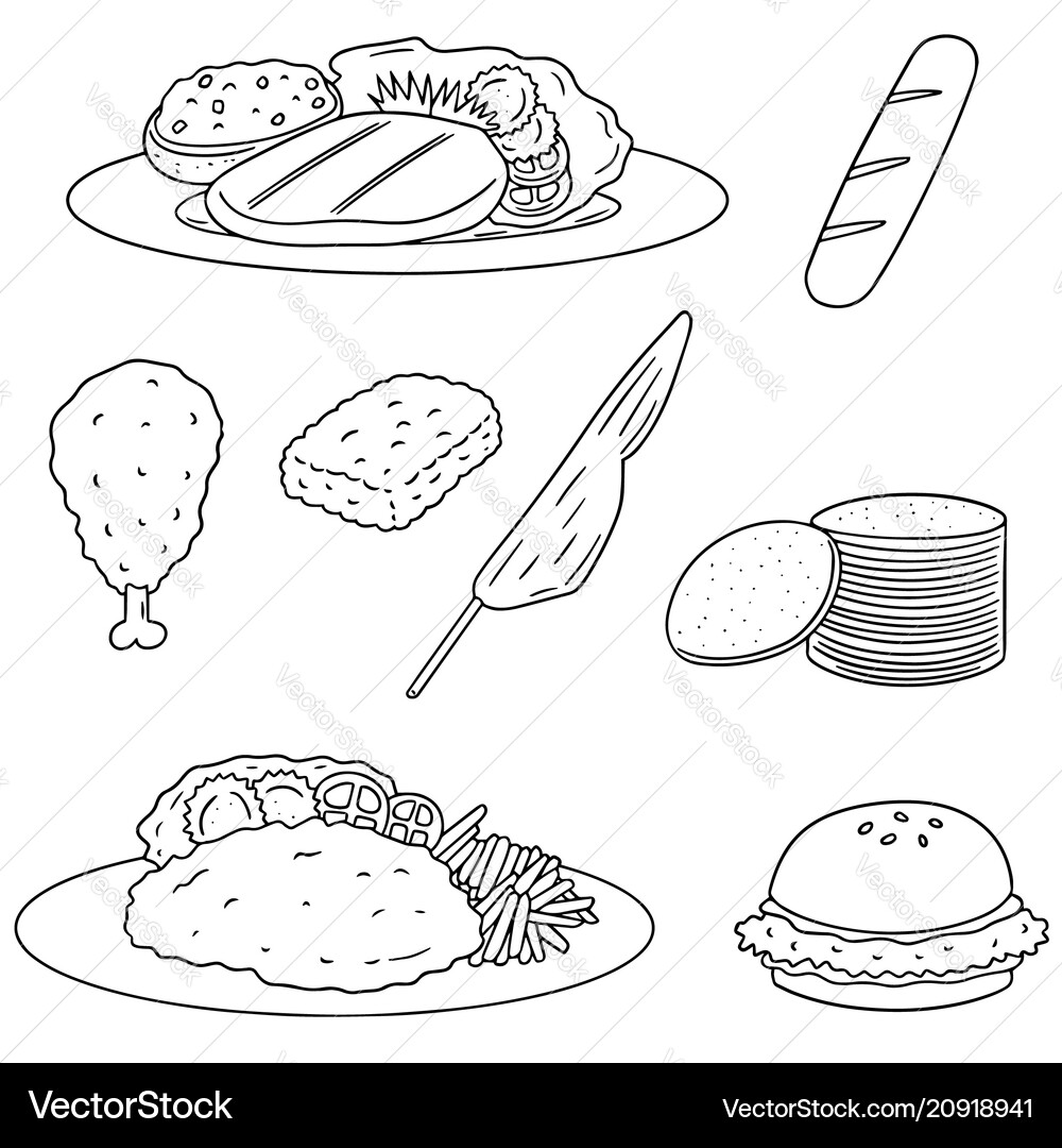 Set of chicken product Royalty Free Vector Image