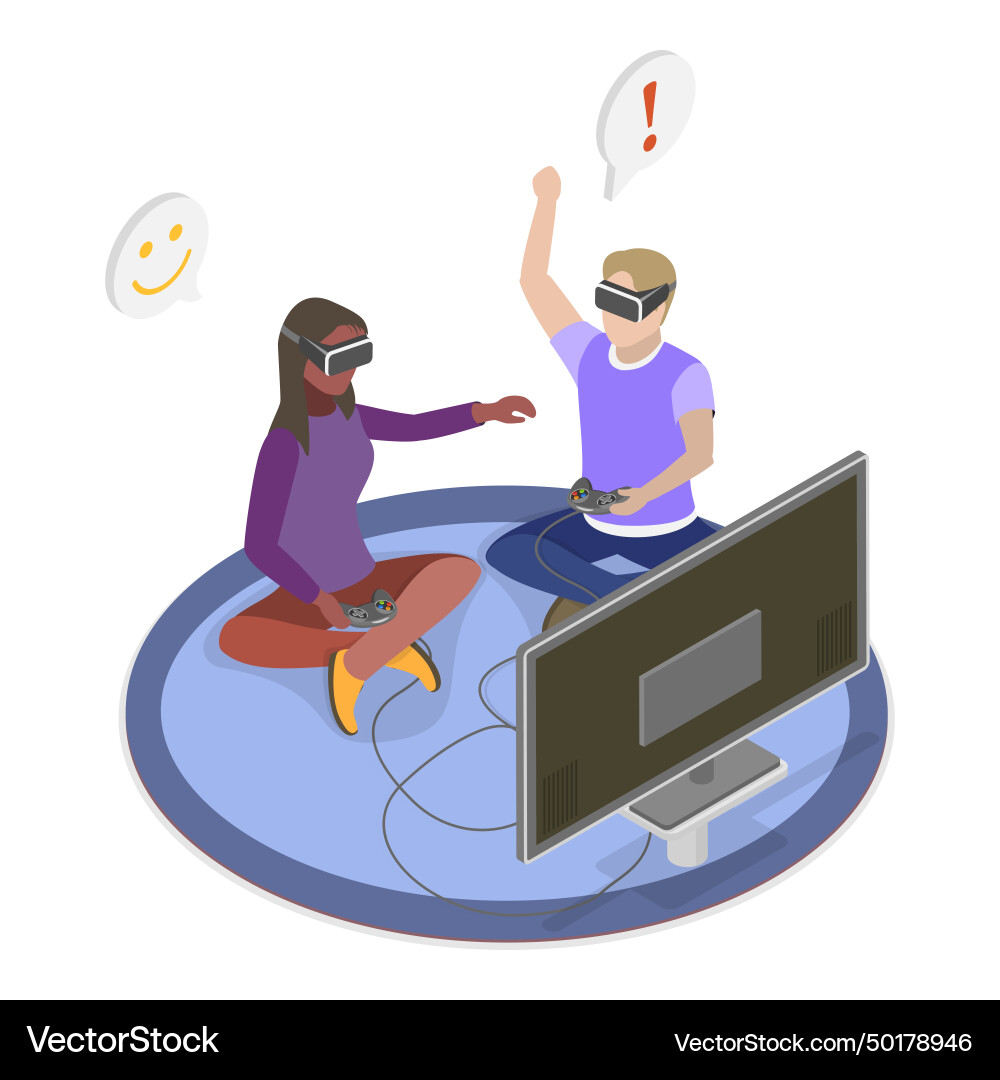 3d isometric flat set of video game scenes Vector Image