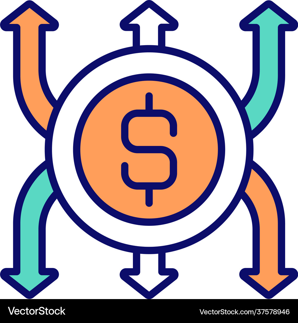 Cash flow rgb color icon Royalty Free Vector Image
