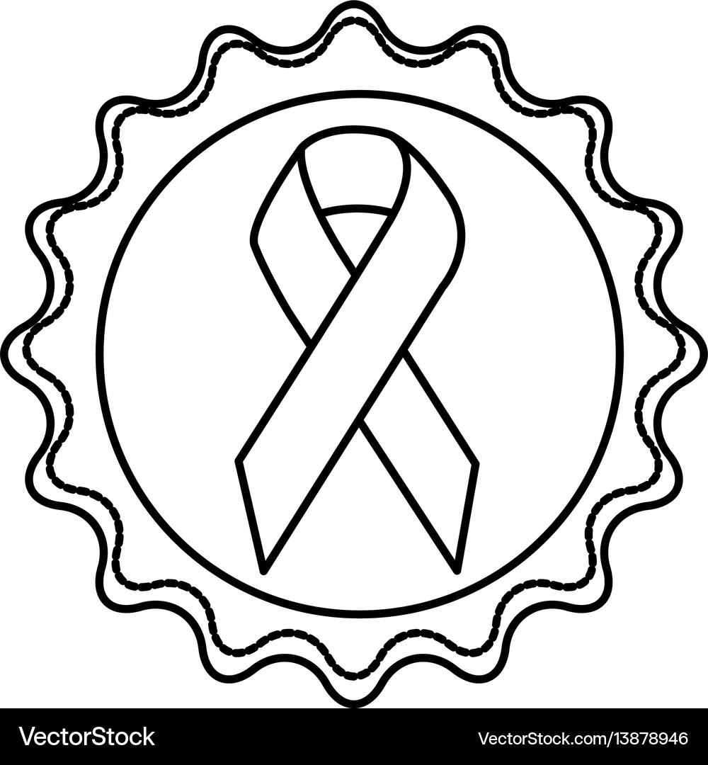 Circular label with breast cancer symbol Vector Image