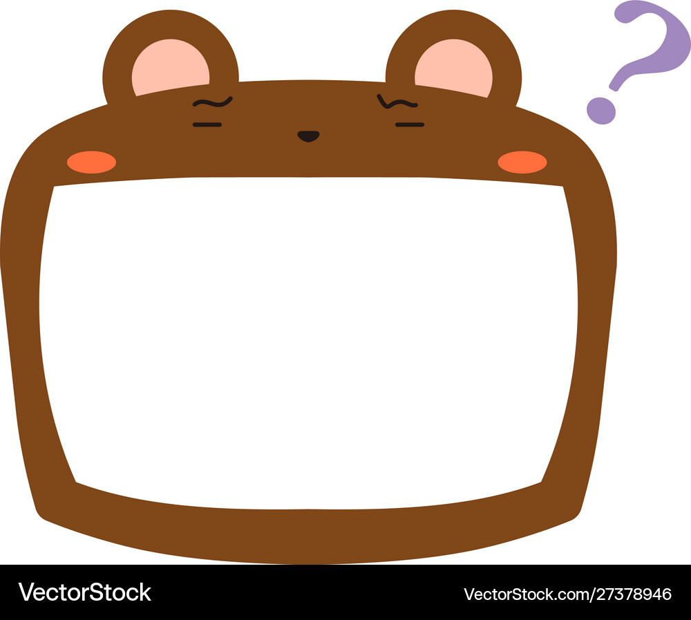 Cute brown bear whiteboard Royalty Free Vector Image