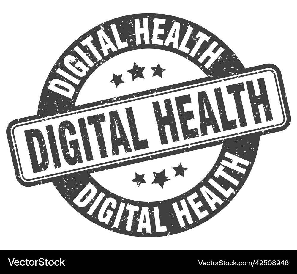 Digital health stamp label round Royalty Free Vector Image