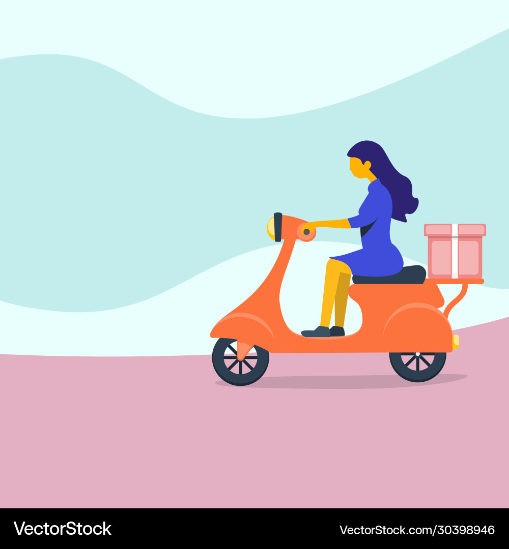 Express city delivery on scooter fast shipment Vector Image