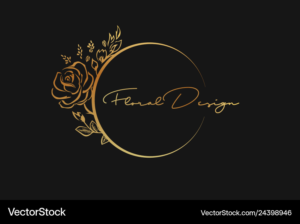 Floral golden frame design luxury design Vector Image