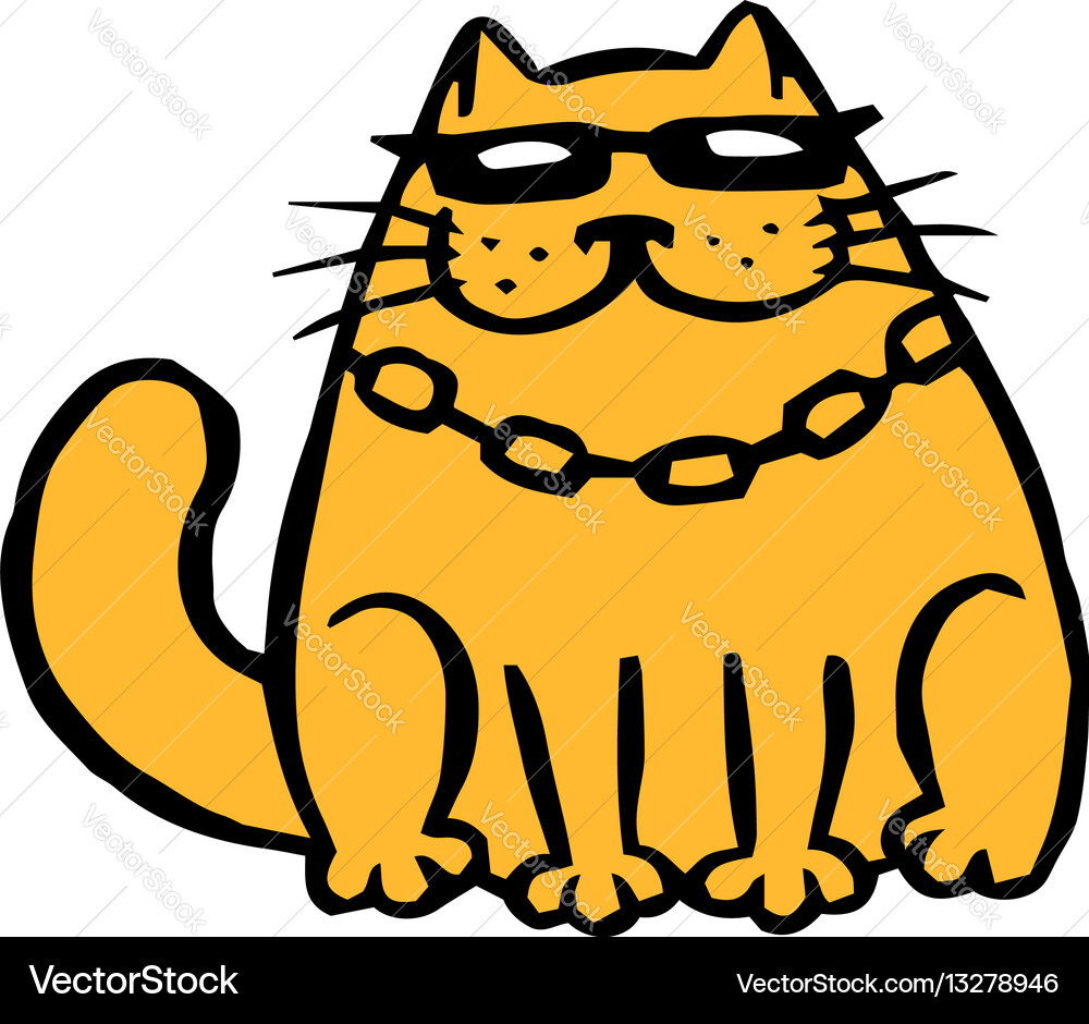 Funny cartoon contour mafia cat Royalty Free Vector Image