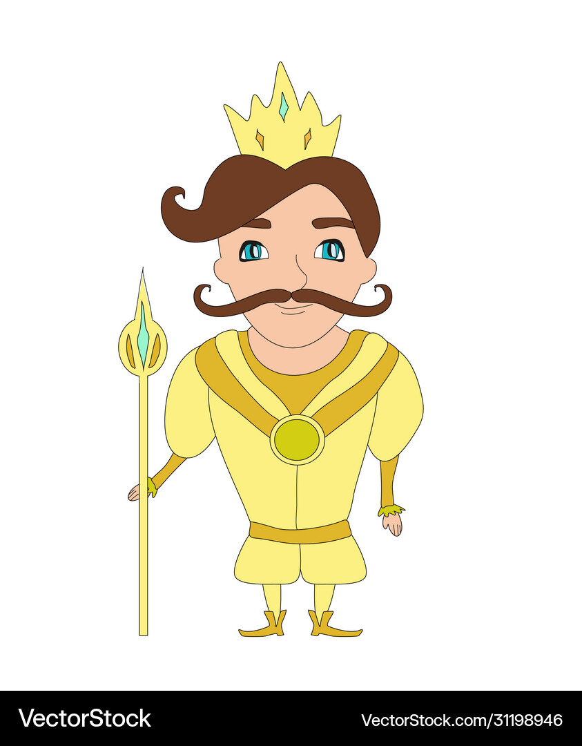 Funny cartoon king on white background - isolated Vector Image